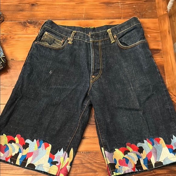 RMC | Shorts | Vintage Embroidered Jean Shorts With Colorful Hem Design ...